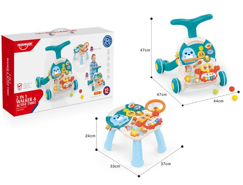 HUANGER interaktivní chodítko a stoleček 2v1 MODRÁ - Pompo.cz - Hračky online